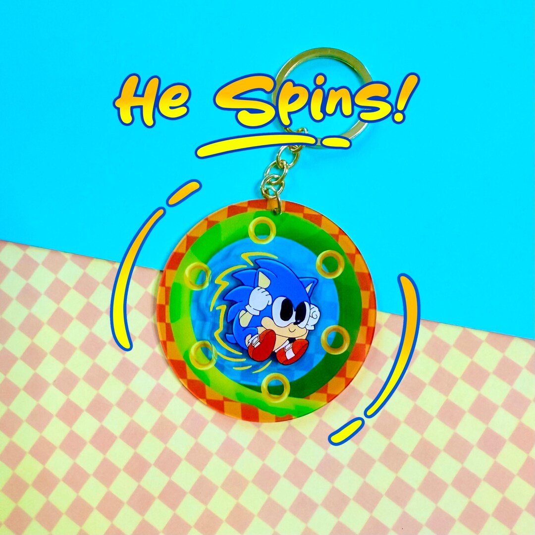 Sonic Spinning Keychain - Sonic the Hedgehog Keychain - Gotta Go Fast ...