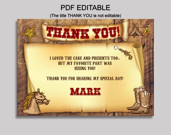 Cowboy thank you - Etsy España
