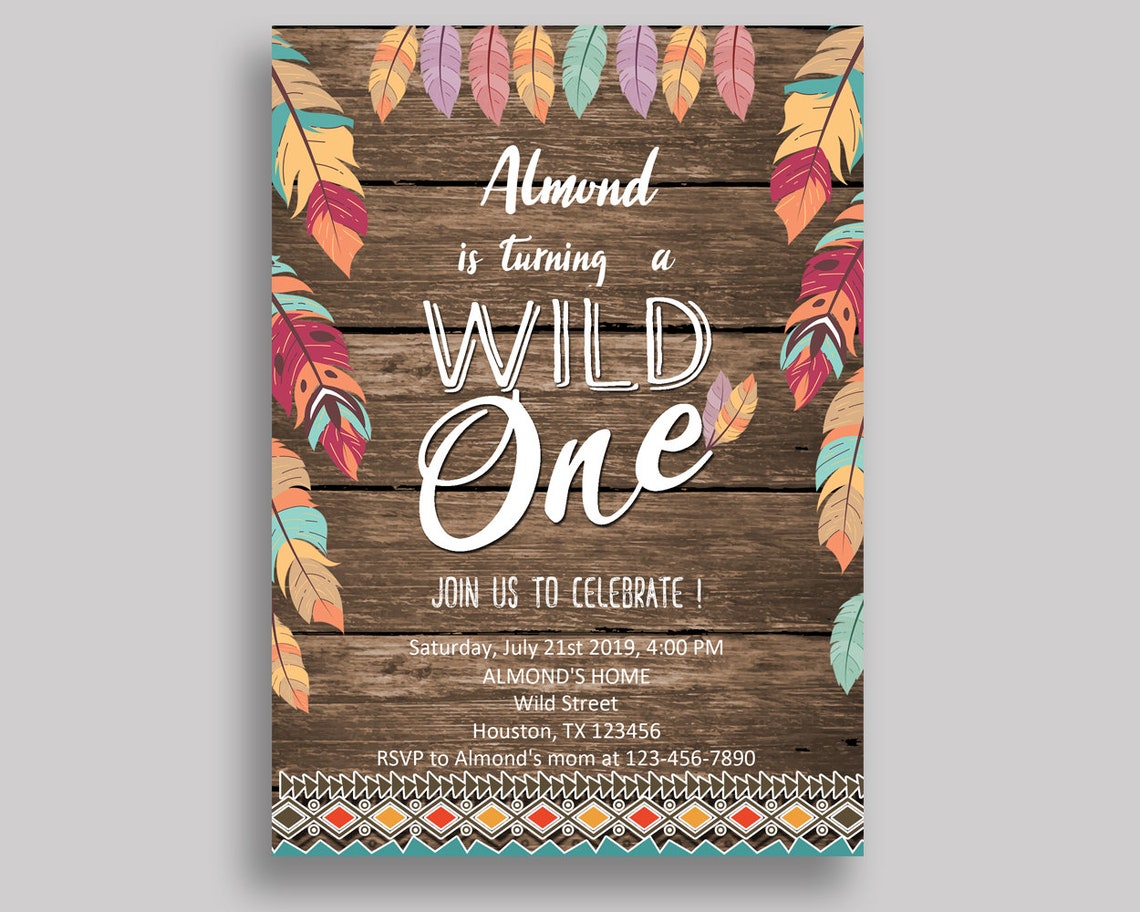 Wild One Birthday Invitation Printable or Printed Birthday - Etsy