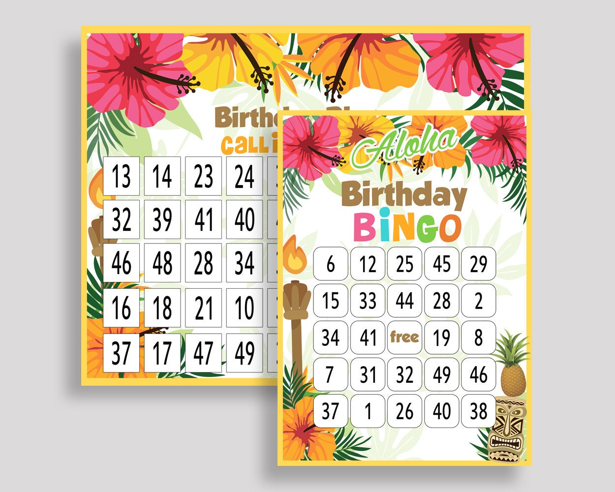 Hawaii Bingo Cards Luau Bingo Game Hawaii Birthday Bingo Cards Rainbow ...