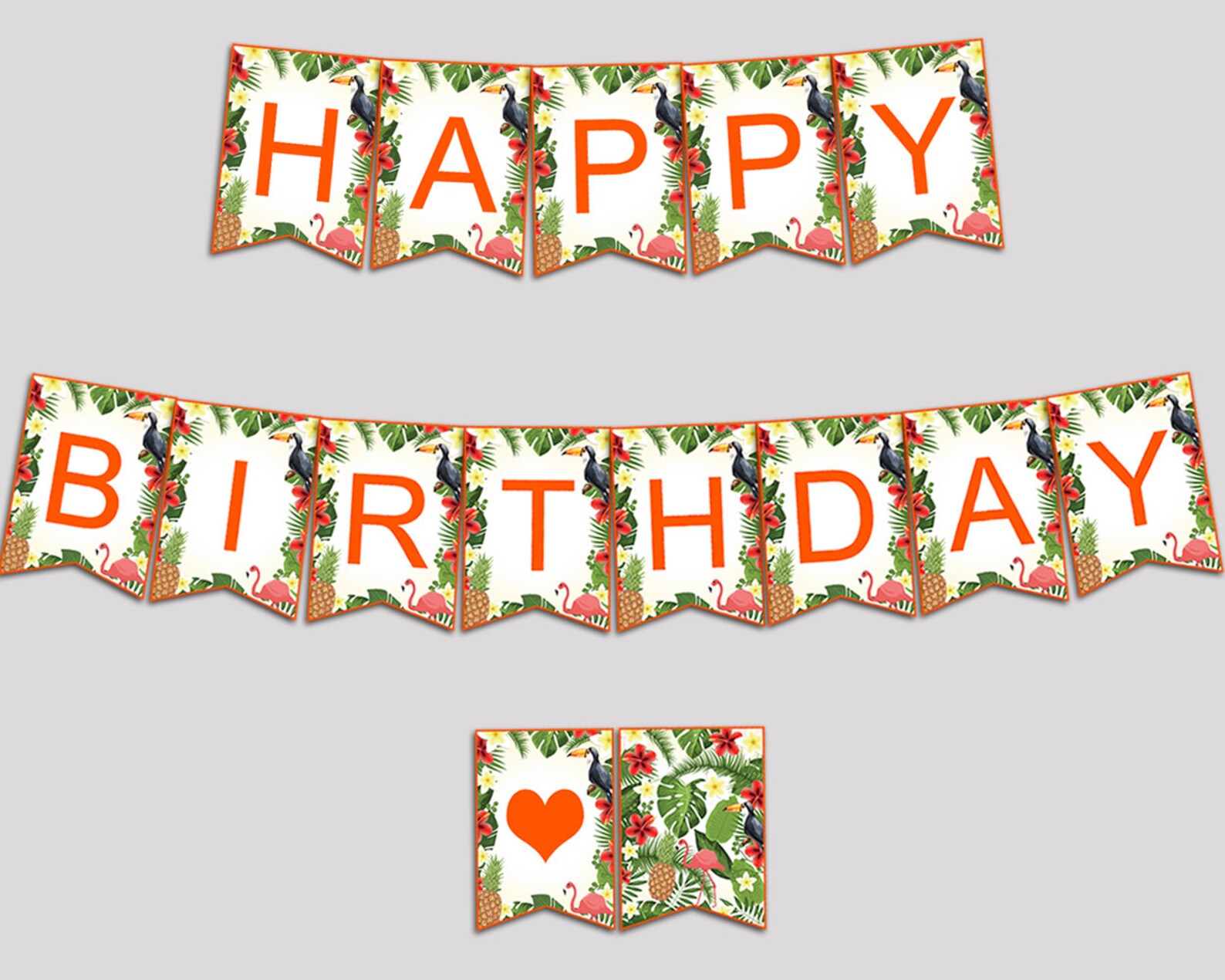 Tropical Happy Birthday Banner Tropical Birthday Party - Etsy