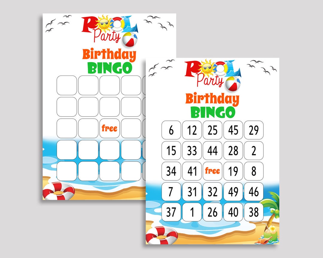 Pool Party Bingo Cards Pool Party Birthday Game Pool Party - Etsy
