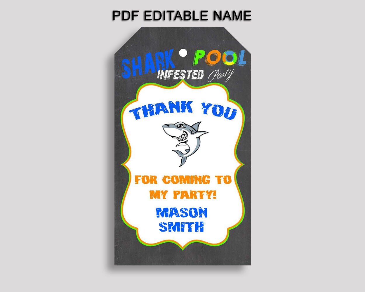 Shark Infested Gift Favor Tags Black Green Birthday Favor Tags - Etsy