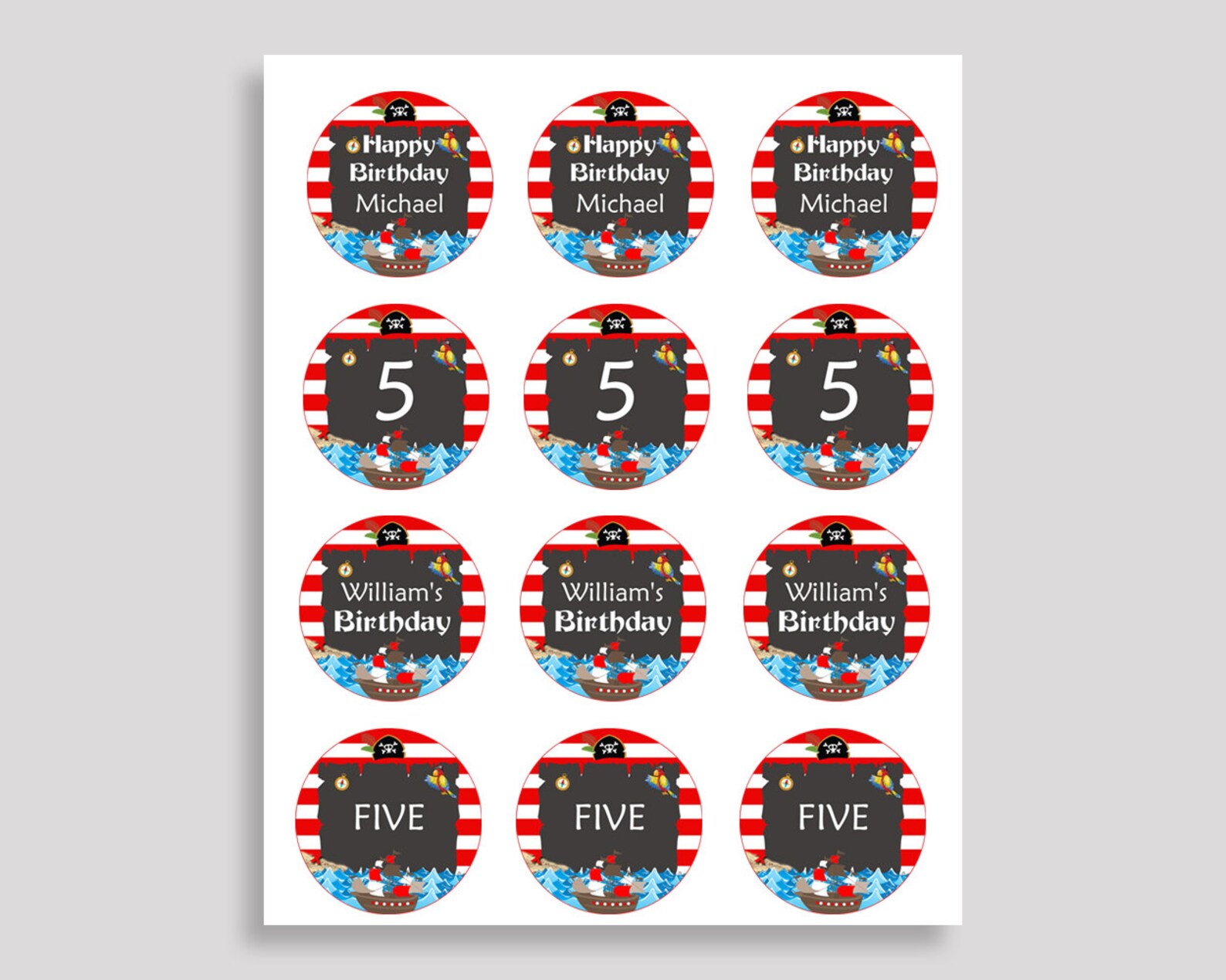 Pirate Birthday Cupcake Toppers Pirate Birthday Cupcake - Etsy