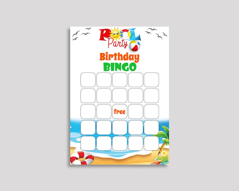 Pool Party Bingo Cards Pool Party Birthday Game Pool Party - Etsy