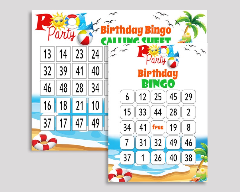 Pool Party Bingo Cards Pool Party Birthday Game Pool Party - Etsy