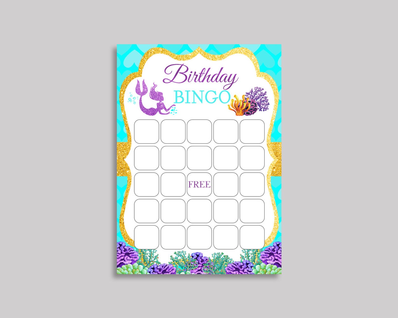 Mermaid Bingo Cards Mermaid Bingo Game Mermaid Birthday Bingo | Etsy