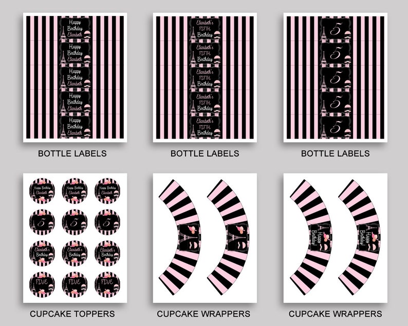 Paris Birthday Decor Paris Editable Pack Black Pink Party - Etsy