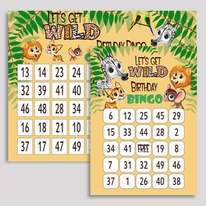 Safari Bingo Cards Animals Bingo Game Safari Birthday Bingo - Etsy