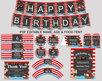 Pirate Theme SMALL Birthday Party Package Red & Black - Etsy