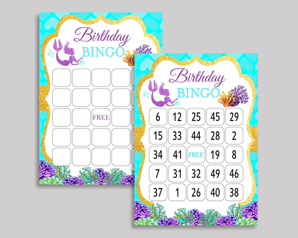 Mermaid Bingo Cards Mermaid Bingo Game Mermaid Birthday Bingo - Etsy