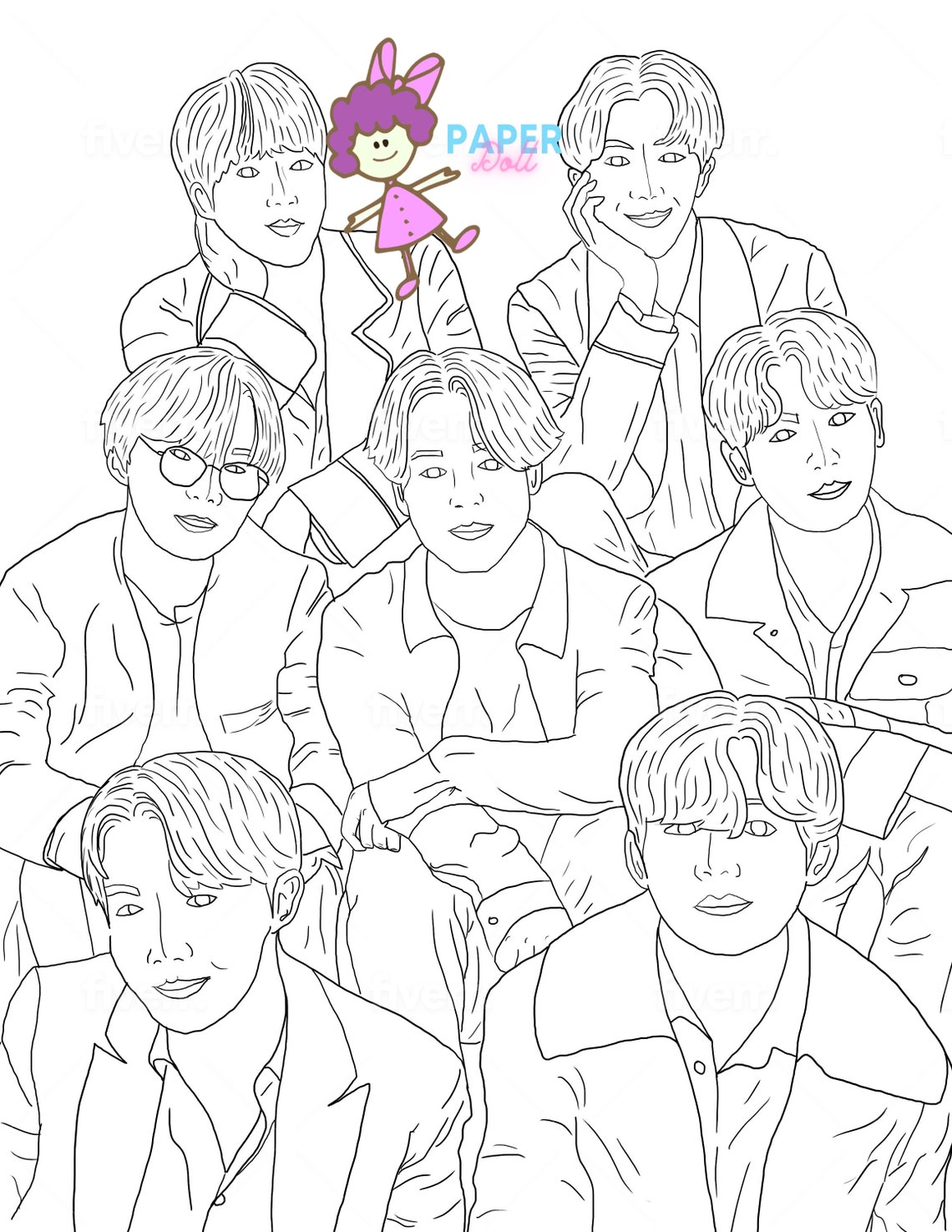 BTS Coloring Pages - Etsy