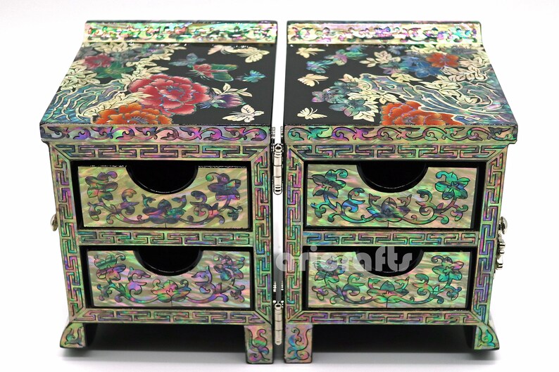 Mother of Pearl Jewelry Box Inlay Nacre Butterfly Black Wood - Etsy