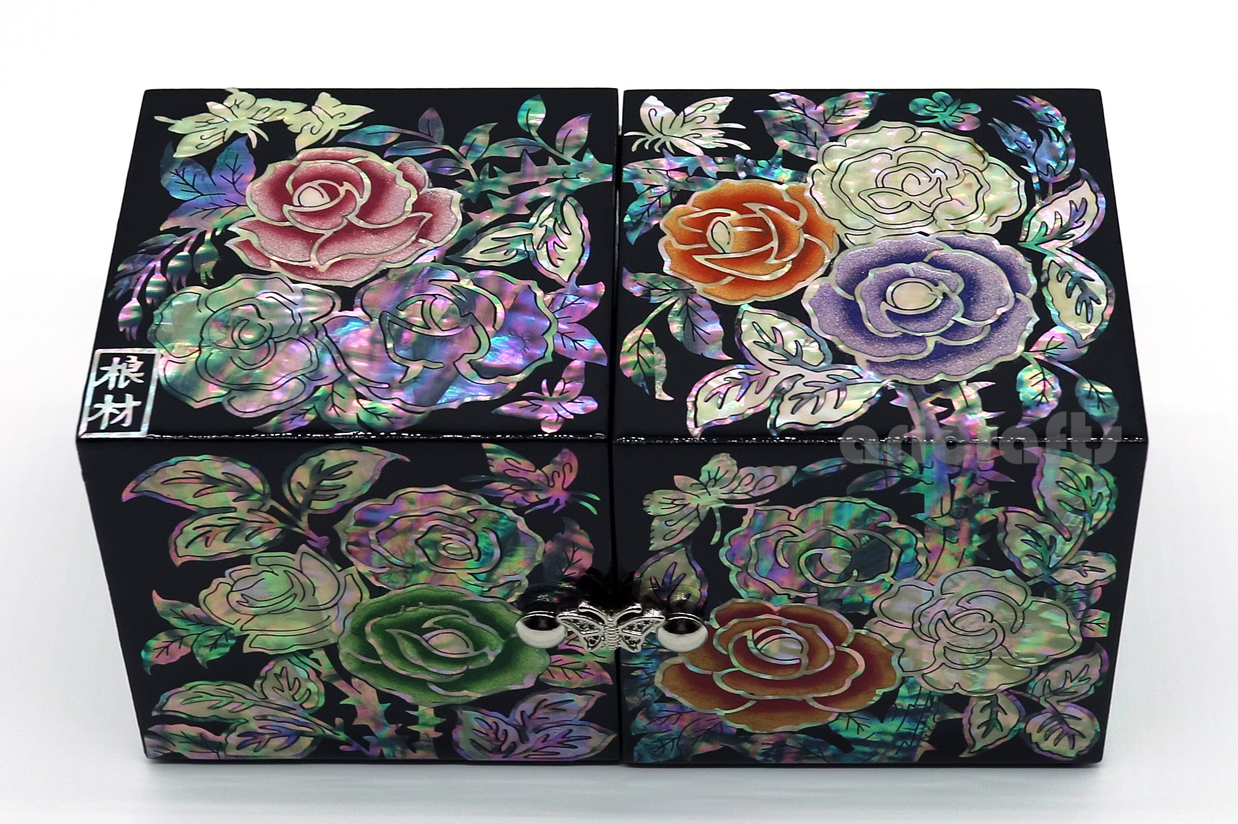 Mother of Pearl Jewelry Box Nacre Inlaid Wood Secret Black | Etsy