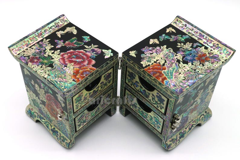 Mother of Pearl Jewelry Box Inlay Nacre Butterfly Black Wood - Etsy