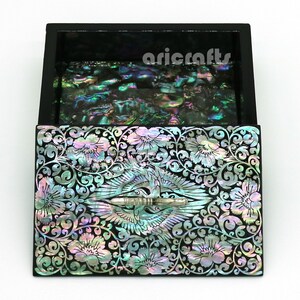 Mother of Pearl Nacre Lacquer Inlay Wooden Business Card Case, Business ...