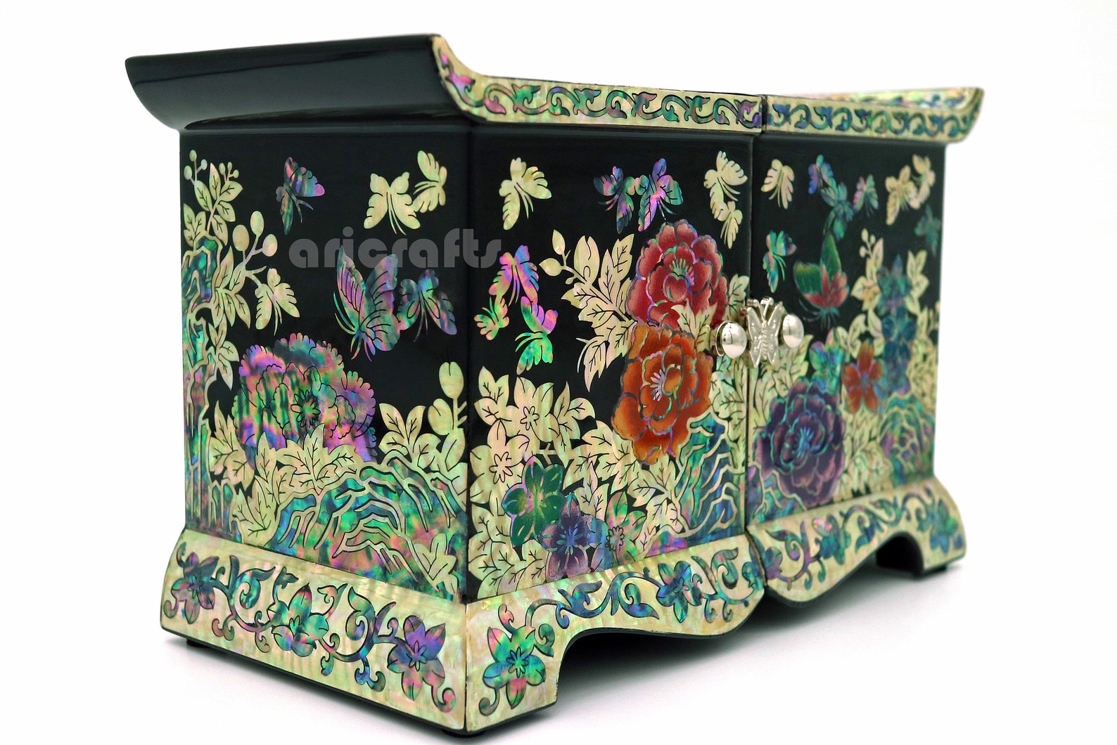 Mother of Pearl Jewelry Box Inlay Nacre Butterfly Black Wood - Etsy