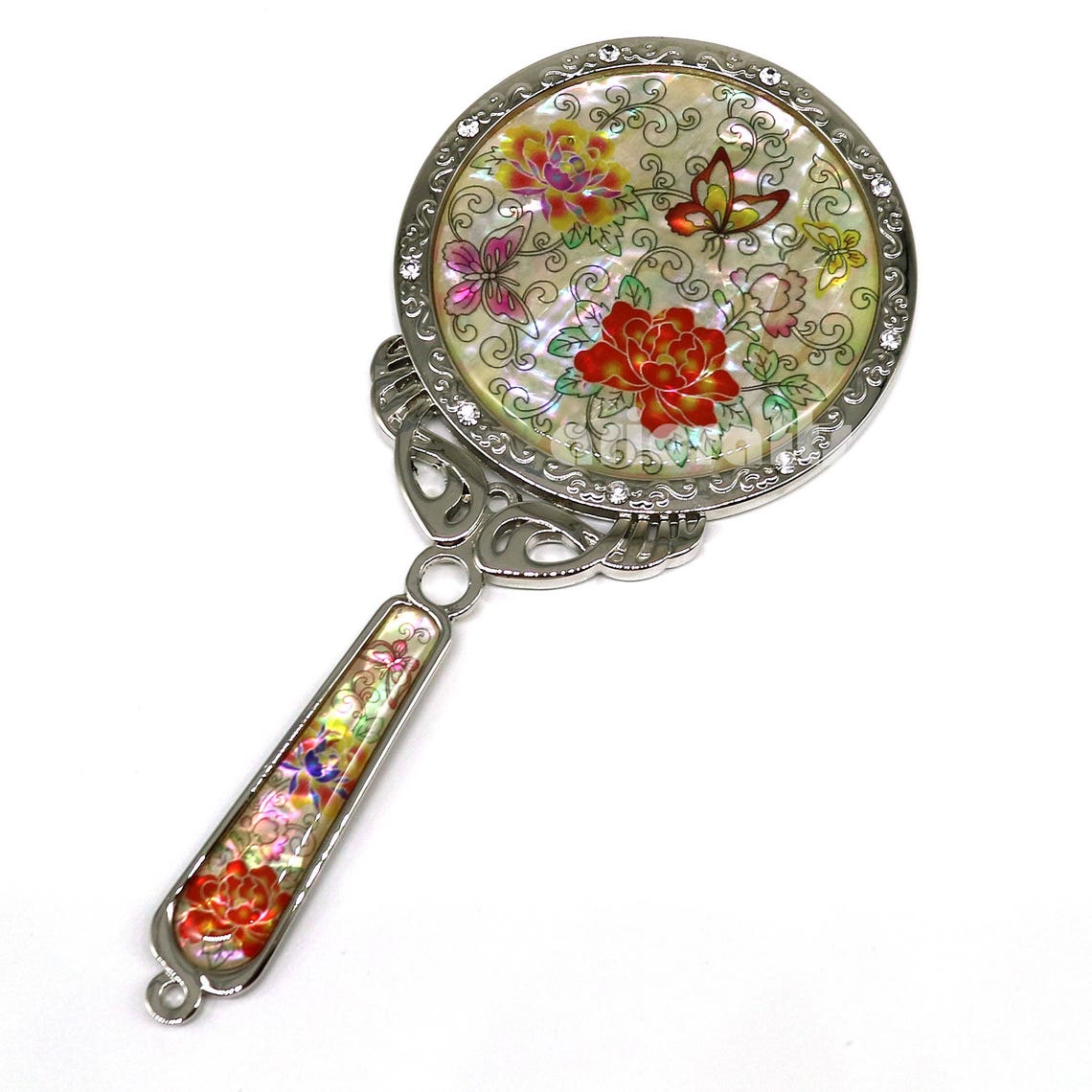 Mother of Pearl Peony Butterfly Compact Mirror Cosmetic - Etsy