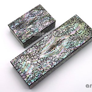 Mother of Pearl Nacre Lacquer Inlay Wooden Business Card Case, Business ...