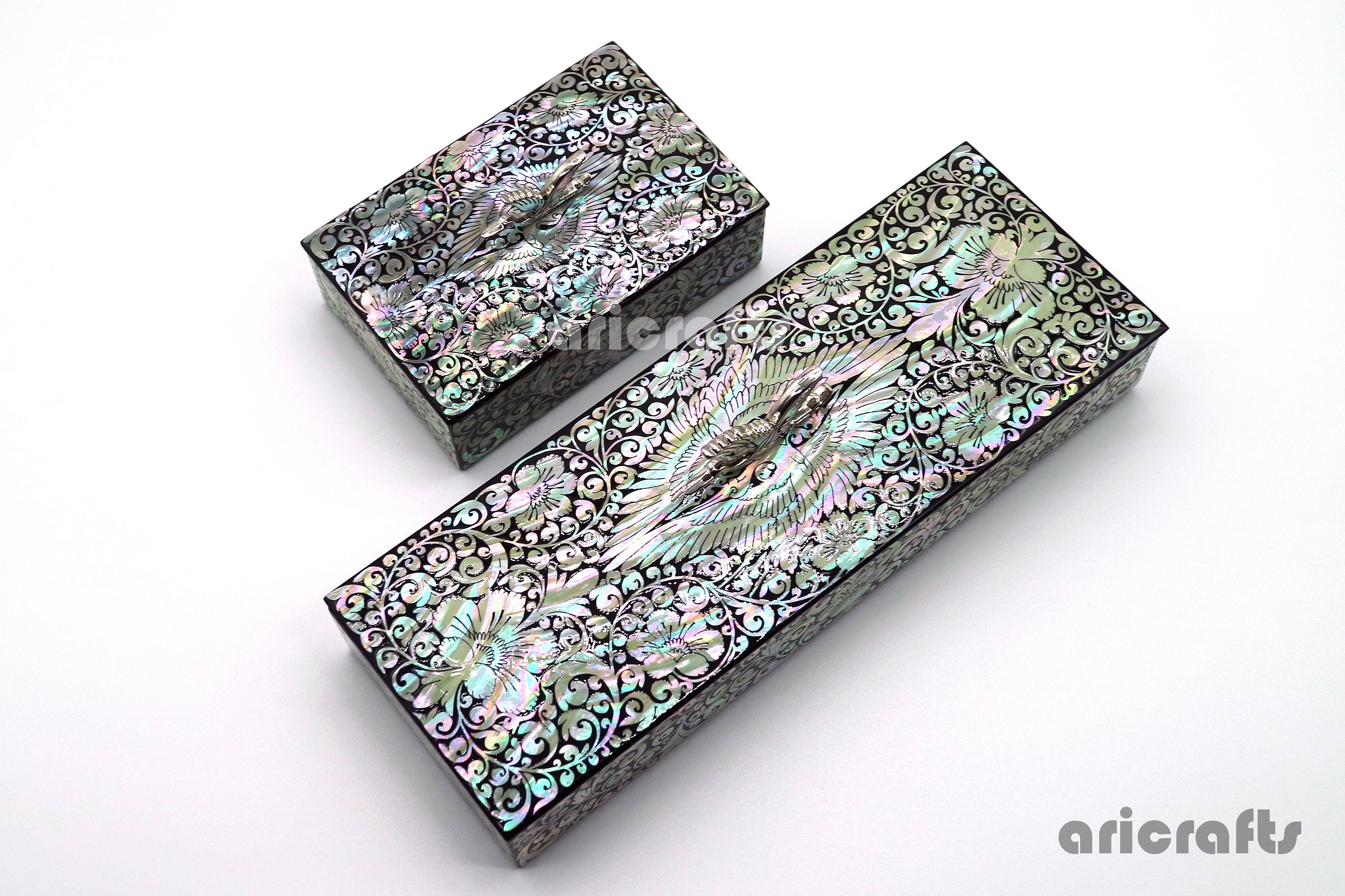 Mother of Pearl Nacre Lacquer Inlay Wooden Business Card Case - Etsy