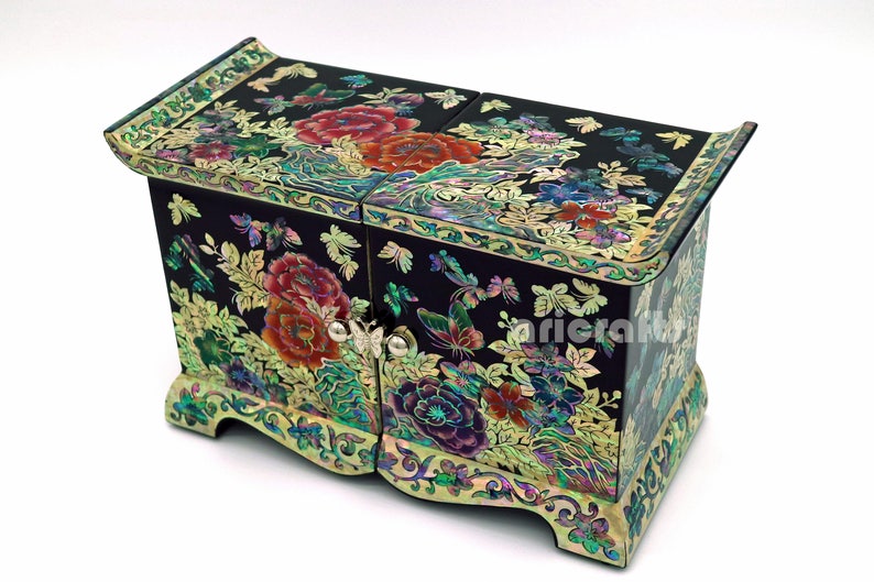 Mother of Pearl Jewelry Box Inlay Nacre Butterfly Black Wood - Etsy