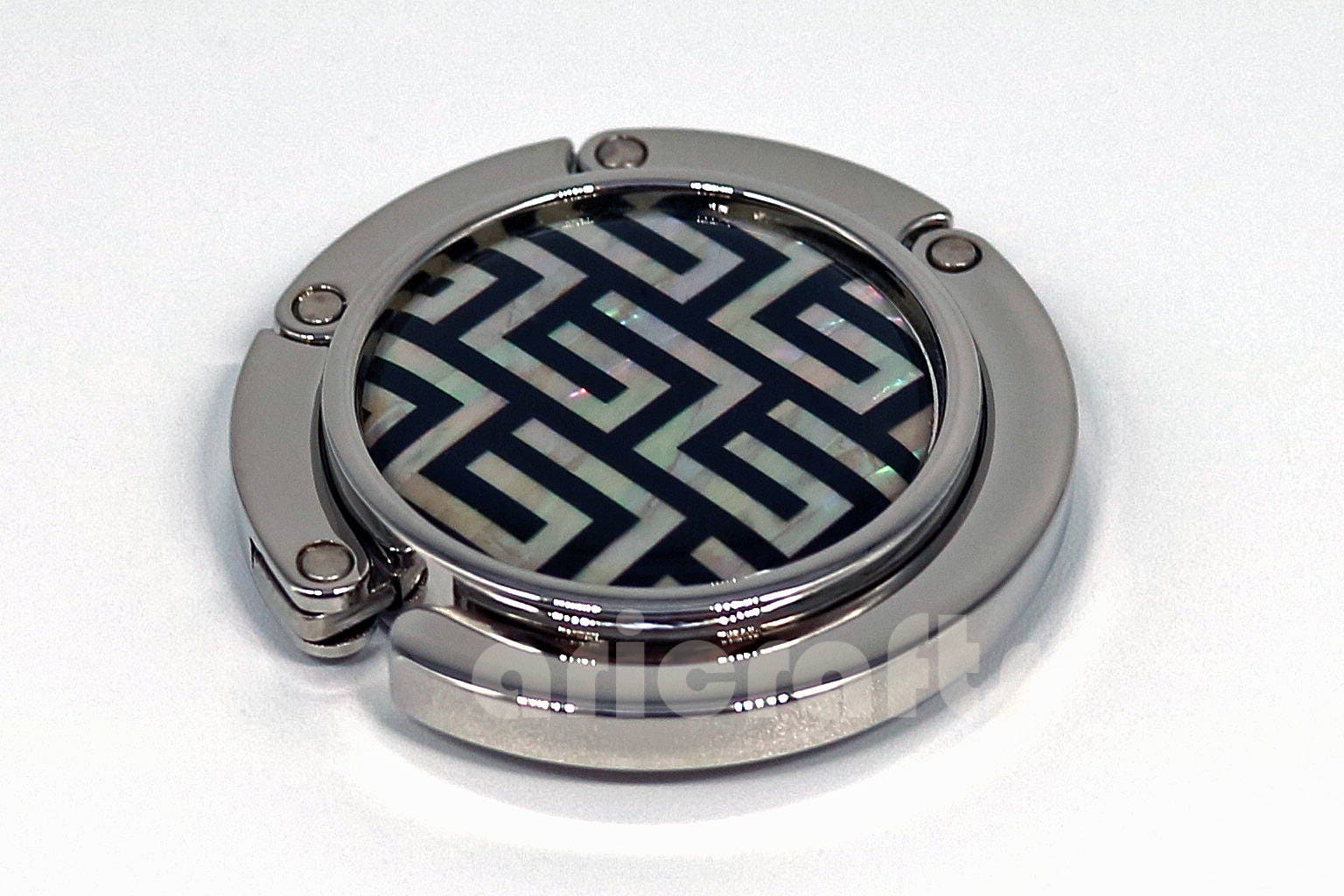 Mother of Pearl Black Maze Design Lattice Foldable Table Purse Caddy ...