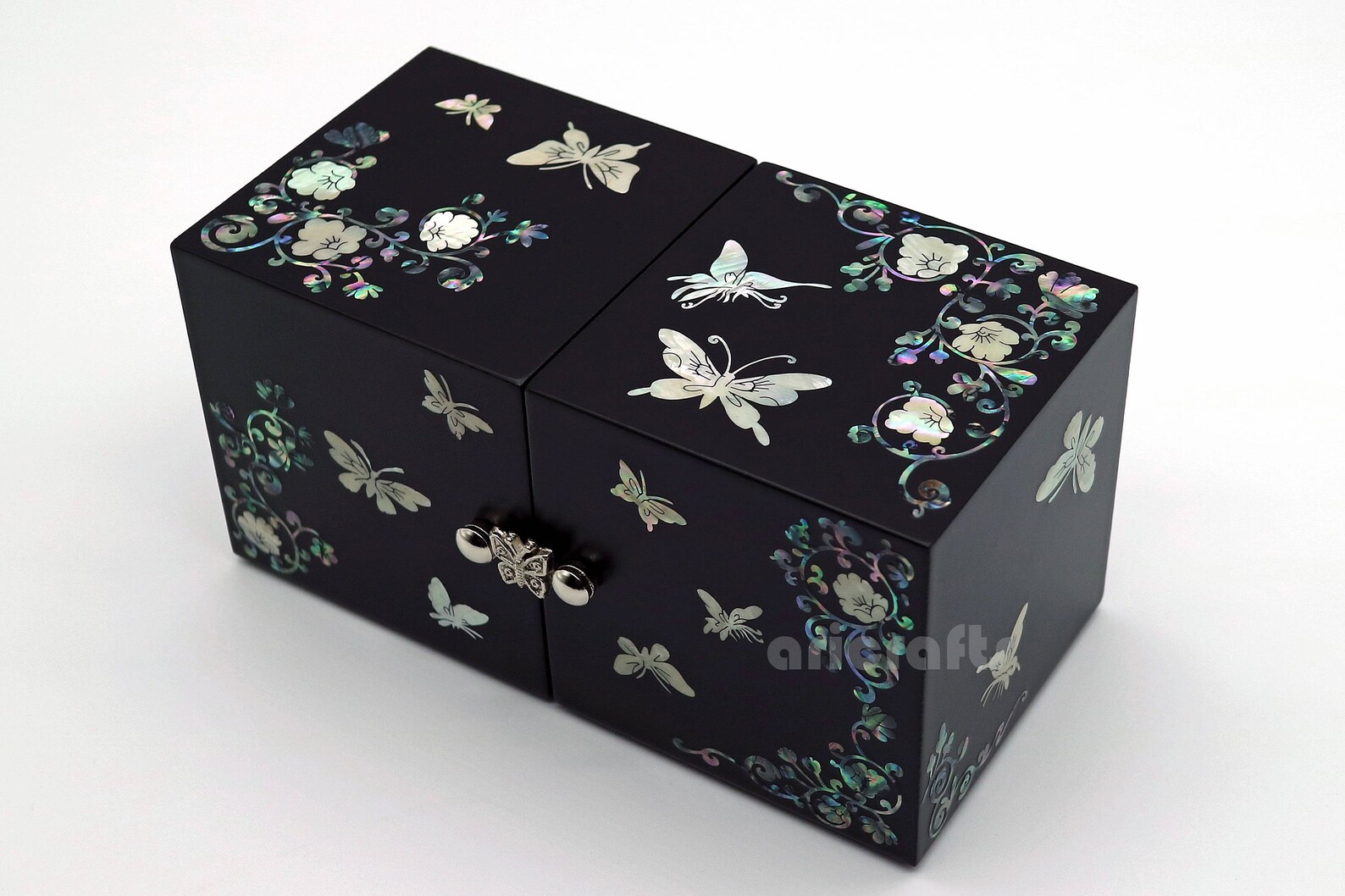 Mother of Pearl Jewelry Box Inlay Box Butterfly Black Lacquer | Etsy