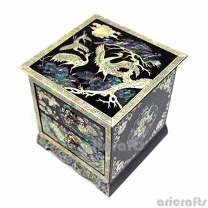 Nacre Mother of Pearl Inlaid Jewelry Box Storage Nacre Chest Trinket ...