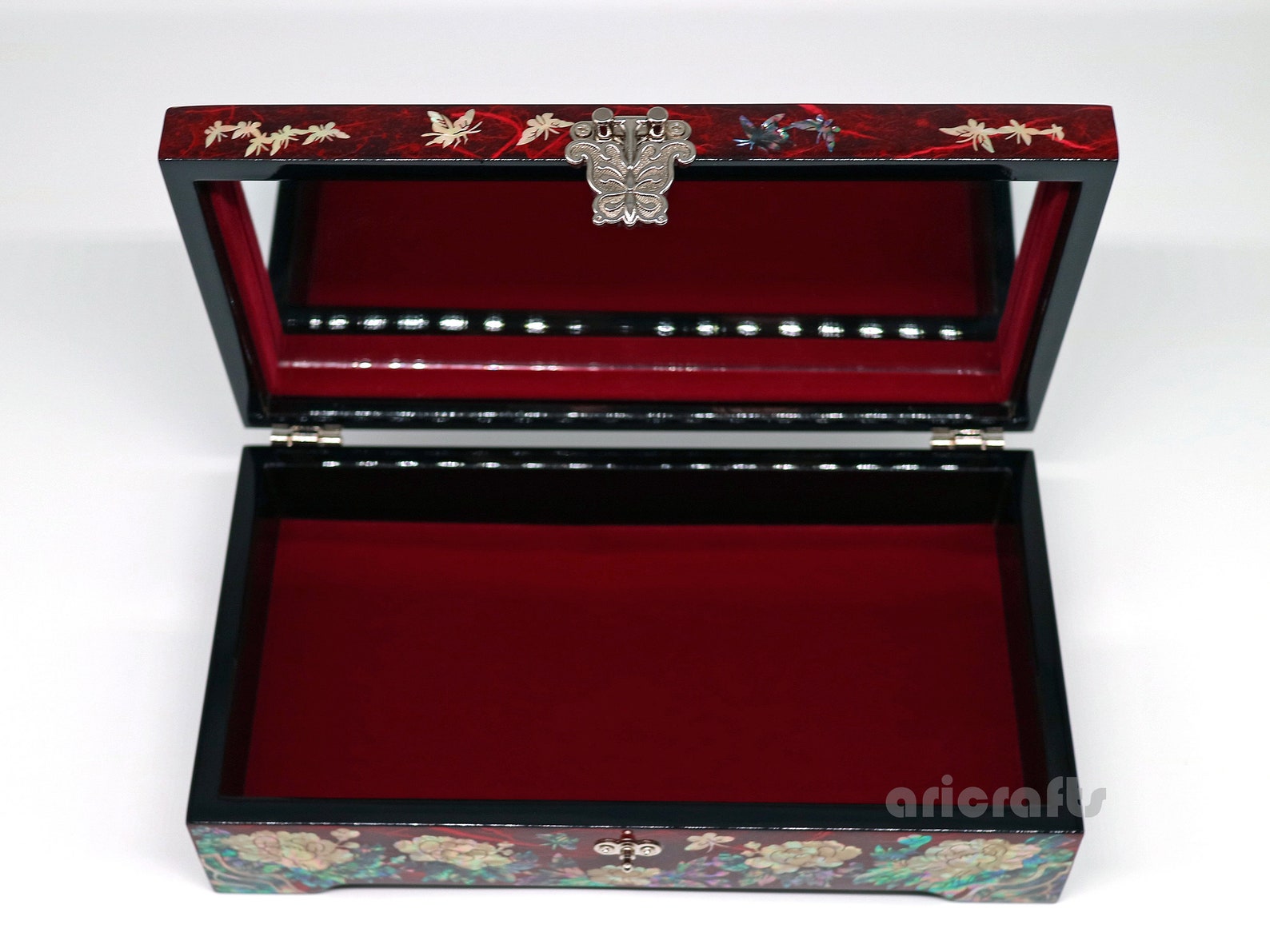 Mother of Pearl Letter Boxes Inlay Peony Lacquer Wood Jewelry - Etsy