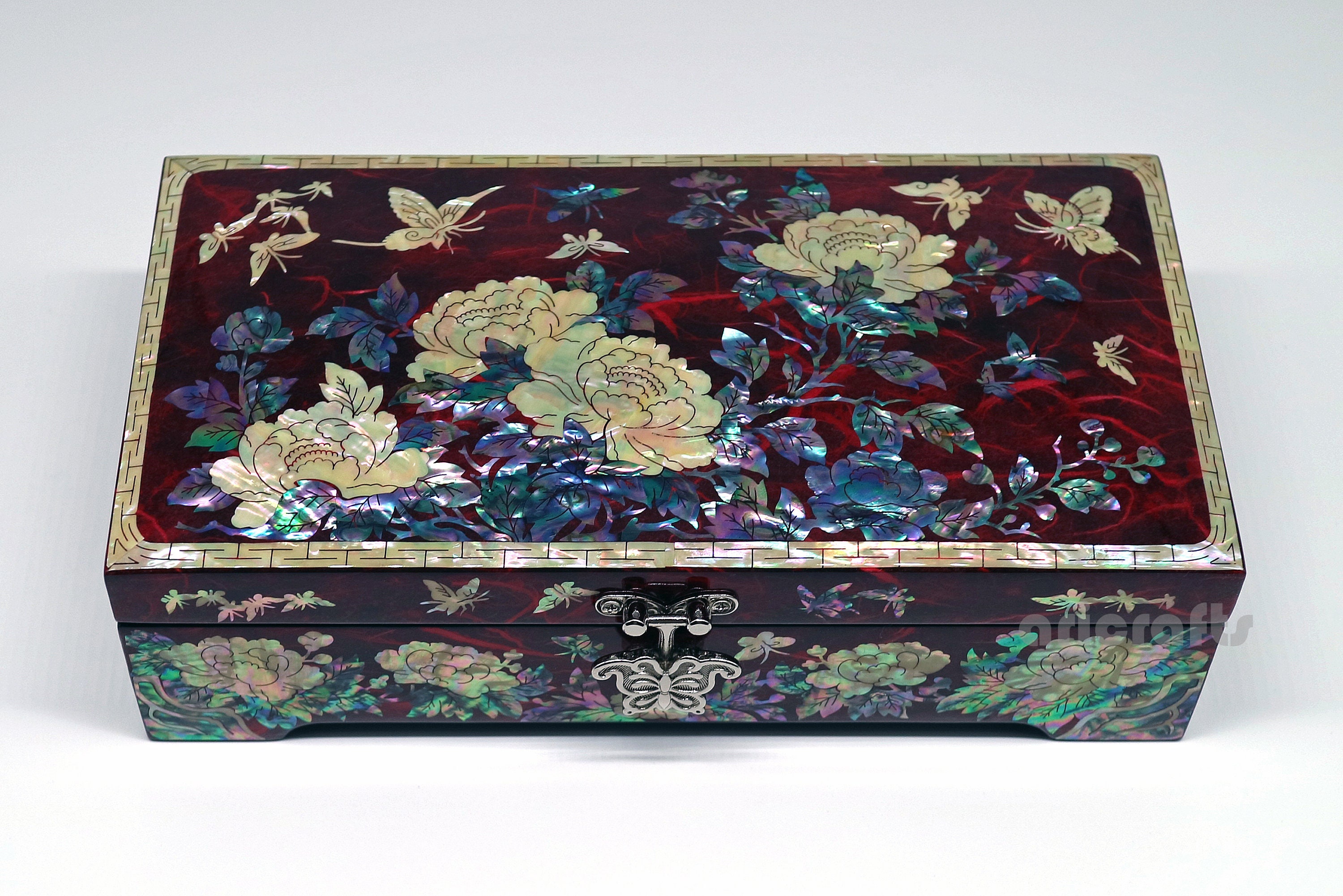 Mother of Pearl Letter Boxes Inlay Peony Lacquer Wood Jewelry - Etsy