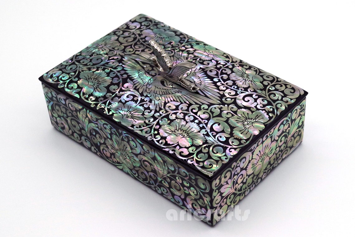 Mother of Pearl Nacre Lacquer Inlay Wooden Business Card Case - Etsy