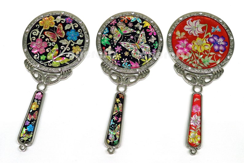 Mother of Pearl Blossom Butterfly Compact Mirror Cosmetic - Etsy