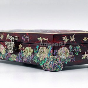 Mother of Pearl Letter Boxes Inlay Peony Lacquer Wood Jewelry Ring ...