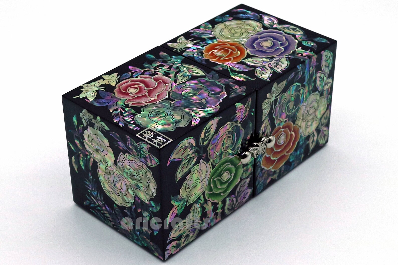 Mother of Pearl Jewelry Box Nacre Inlaid Wood Secret Black | Etsy