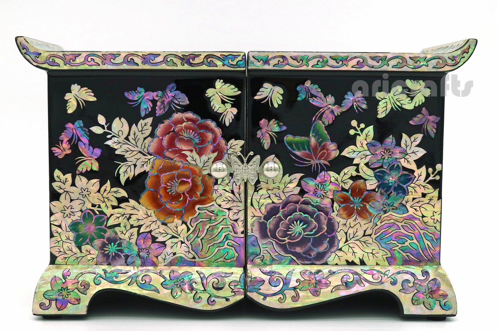 Mother of Pearl Jewelry Box Inlay Nacre Butterfly Black Wood | Etsy