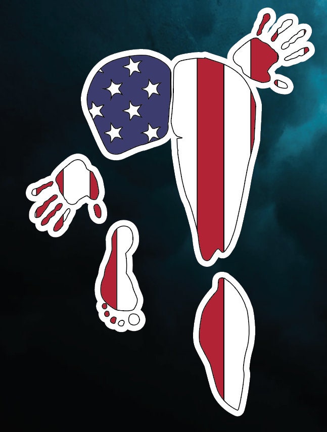 American Flag Body Art Outline Decal Sticker Tiktok Inspired - Etsy
