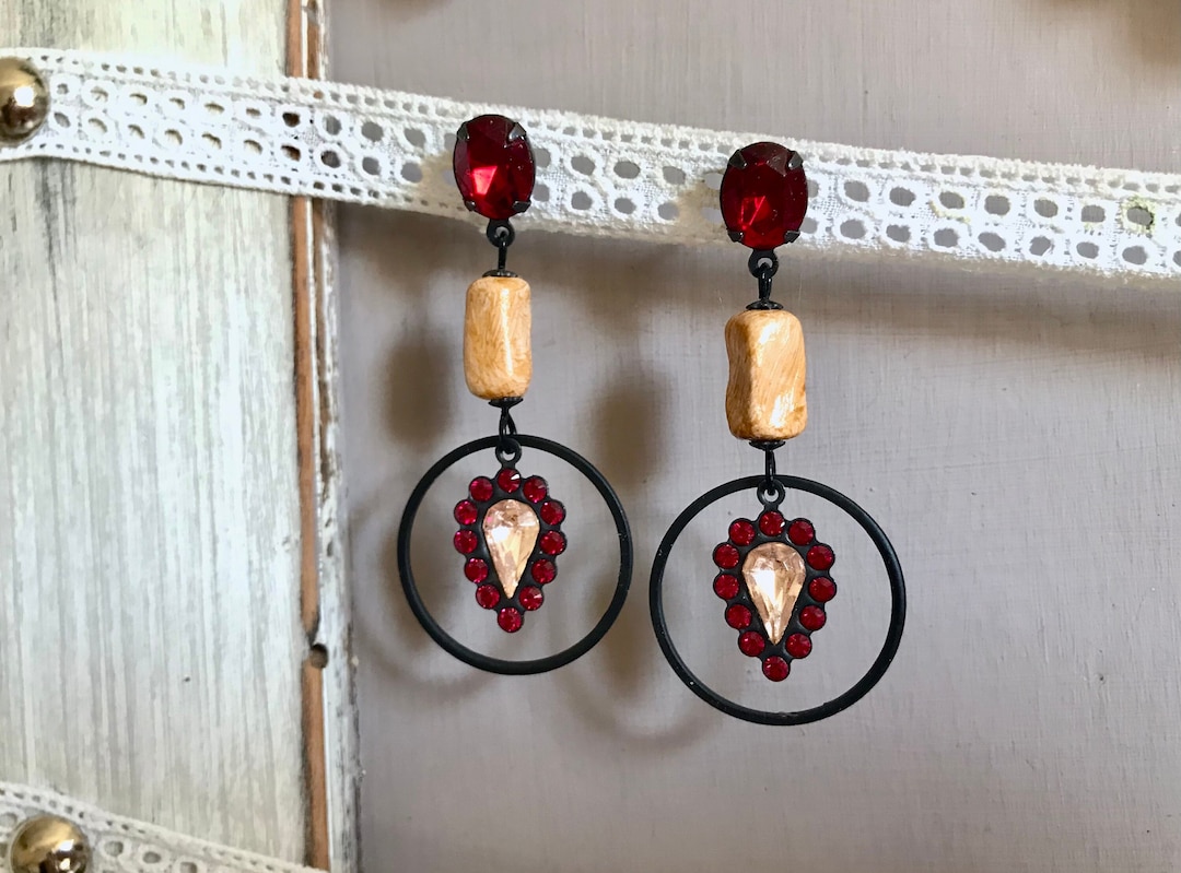 Ohrringe und Tropfen aus Keramik mit Kristallen - Etsy Österreich