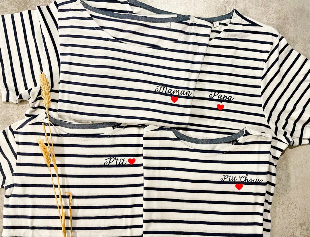 Tee shirt famille, t-shirt papa maman bébé assorti, t-shirt marinière ...