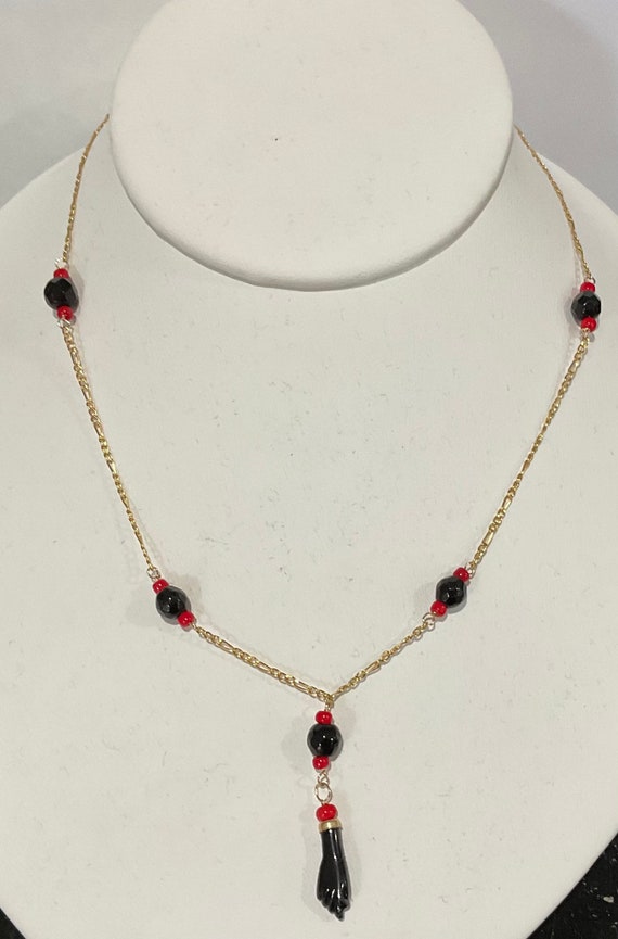 Brand New 14k Gold AZABACHE Necklace W/suspended Bead & - Etsy