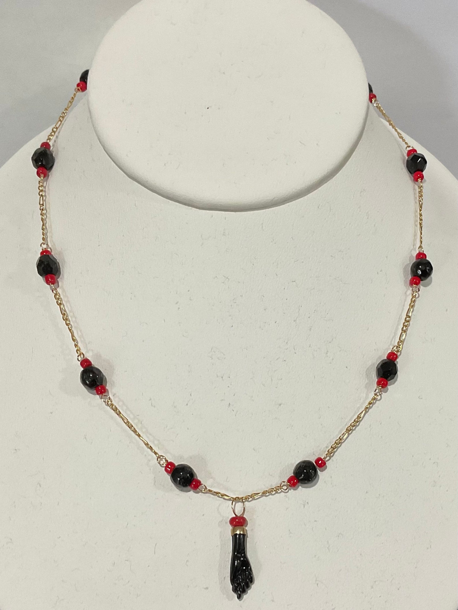 Brand New 14k Gold Ladies AZABACHE Necklace W/hanging Hand - Etsy