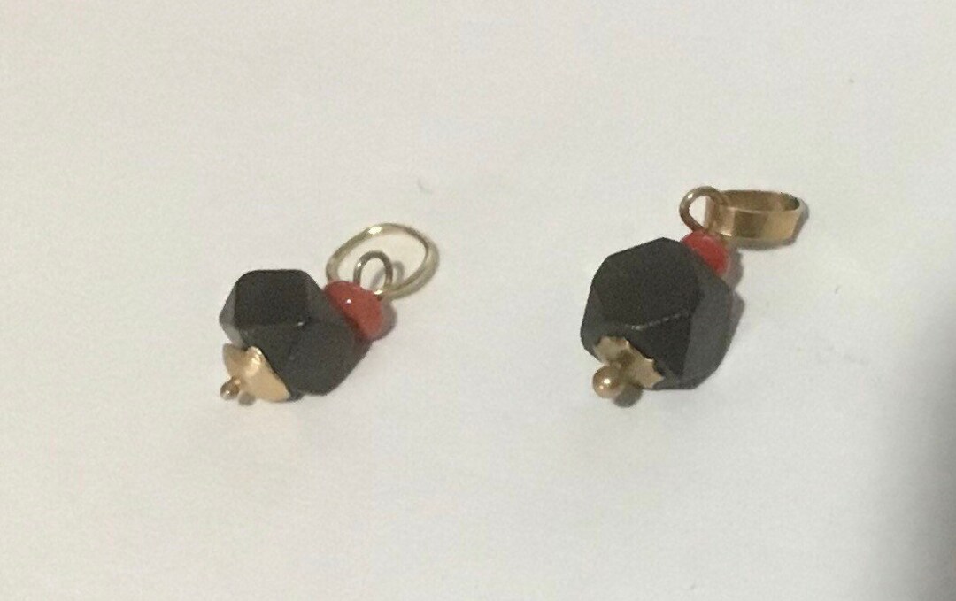 New 14k Gold Genuine ‘AZABACHE’ TINY 3mm Bead With Coral Bead Charm - Etsy