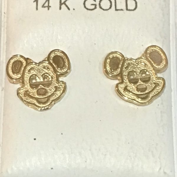 14k Gold Mickey Mouse Earrings - Etsy