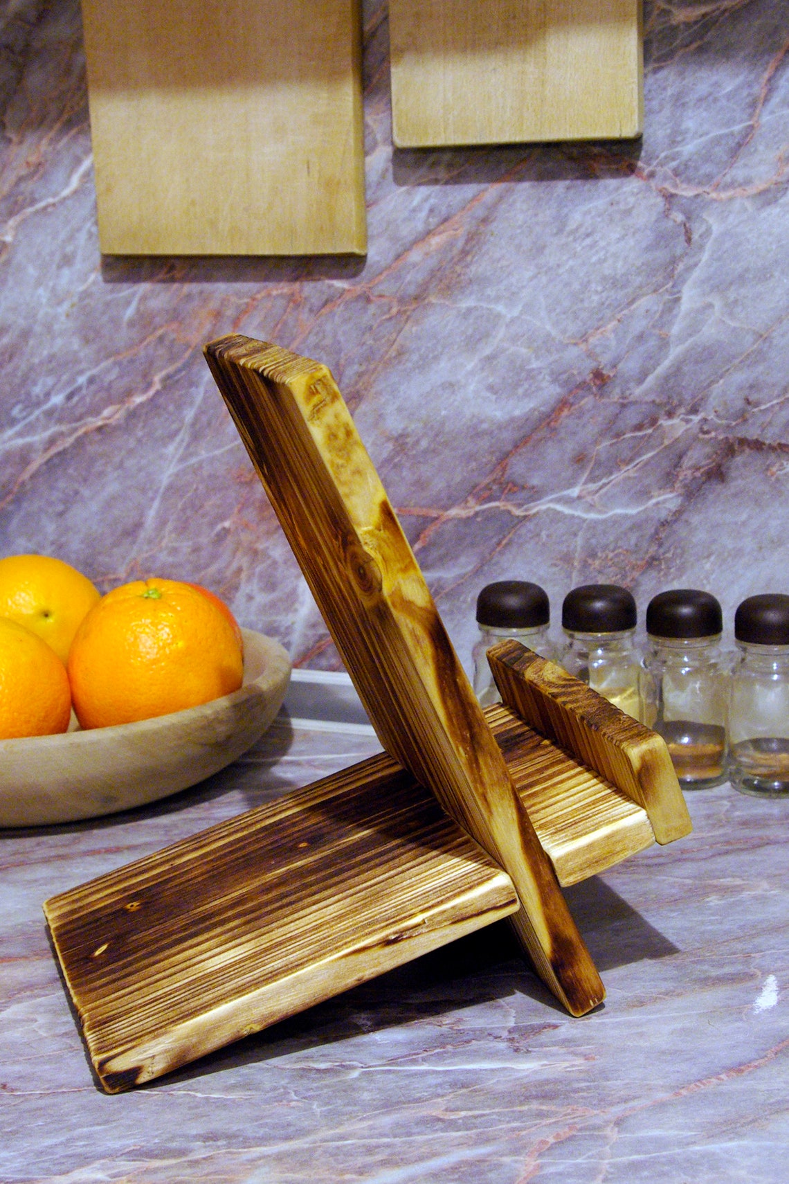 Rustic Burnt Wooden Cookbook Stand Wooden Recipe Book Holder | Etsy