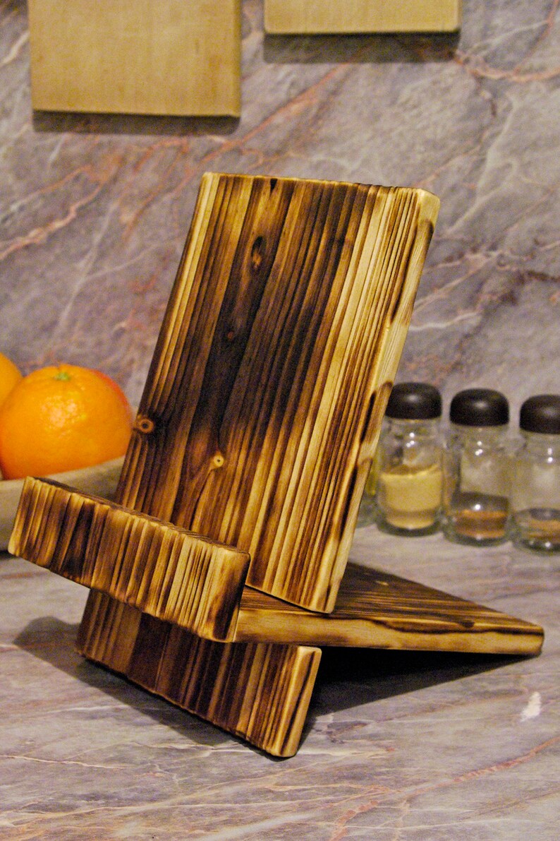 Rustic Burnt Wooden Cookbook Stand Wooden Recipe Book Holder - Etsy