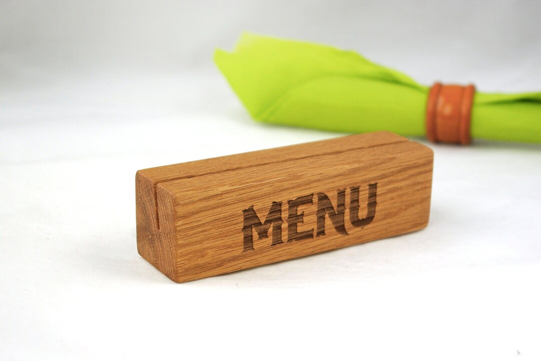 Set of 12 Oak Menu Holders, Custom Wooden Menu Holders, Personalized ...