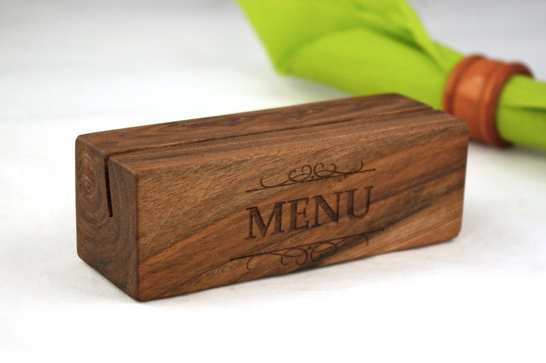 Set of 12 Walnut Menu Holders, Custom Wooden Table Menu Stands ...