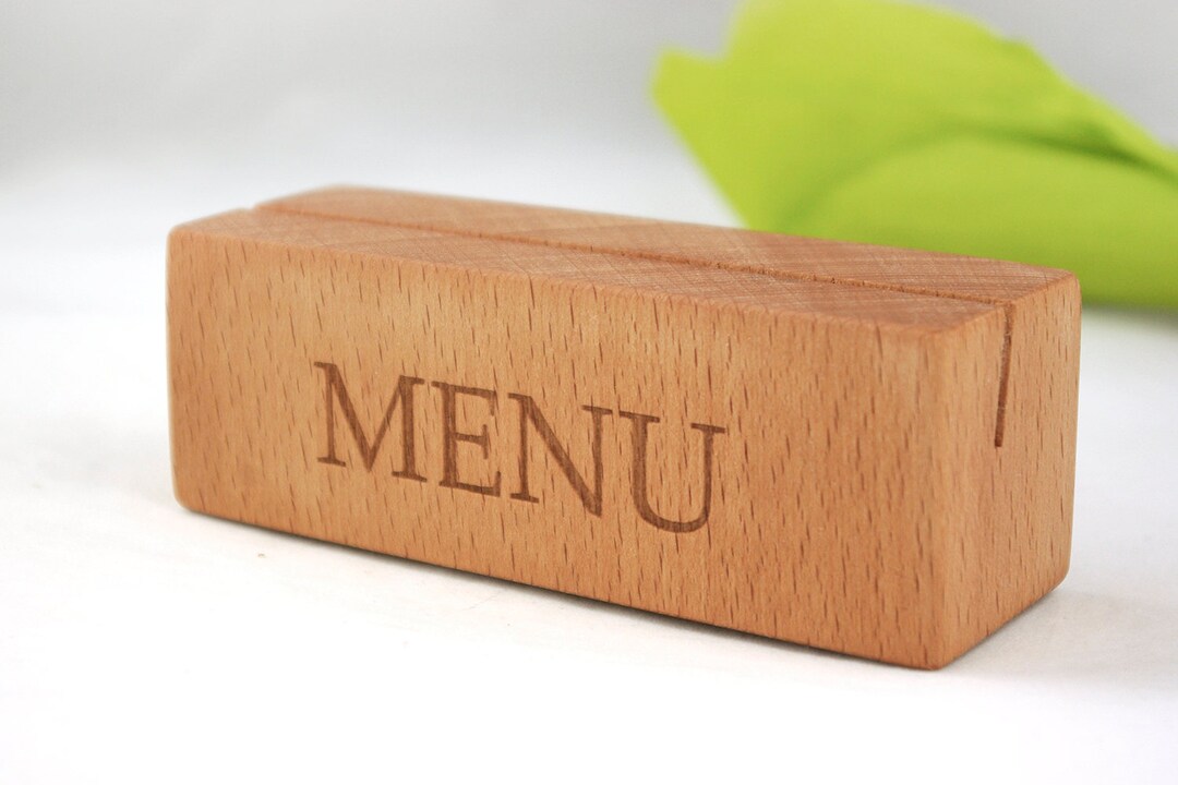 Set of 6 Beech Menu Holders, Custom Wooden Table Menu Stands ...