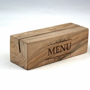 Set of 12 Walnut Menu Holders, Custom Wooden Table Menu Stands ...