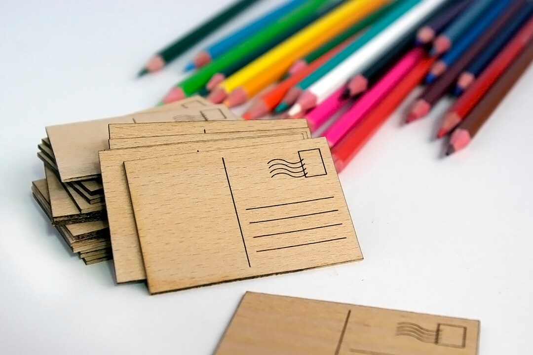 40 Mini Beech Veneer Postcards, Size 6 Cm х 4 Cm 2 1/2 X 1 3/4, Wooden ...