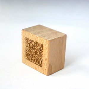 Set of 6 Beech QR Code Blocks, Custom QR Code Sign, Wifi QR Code ...